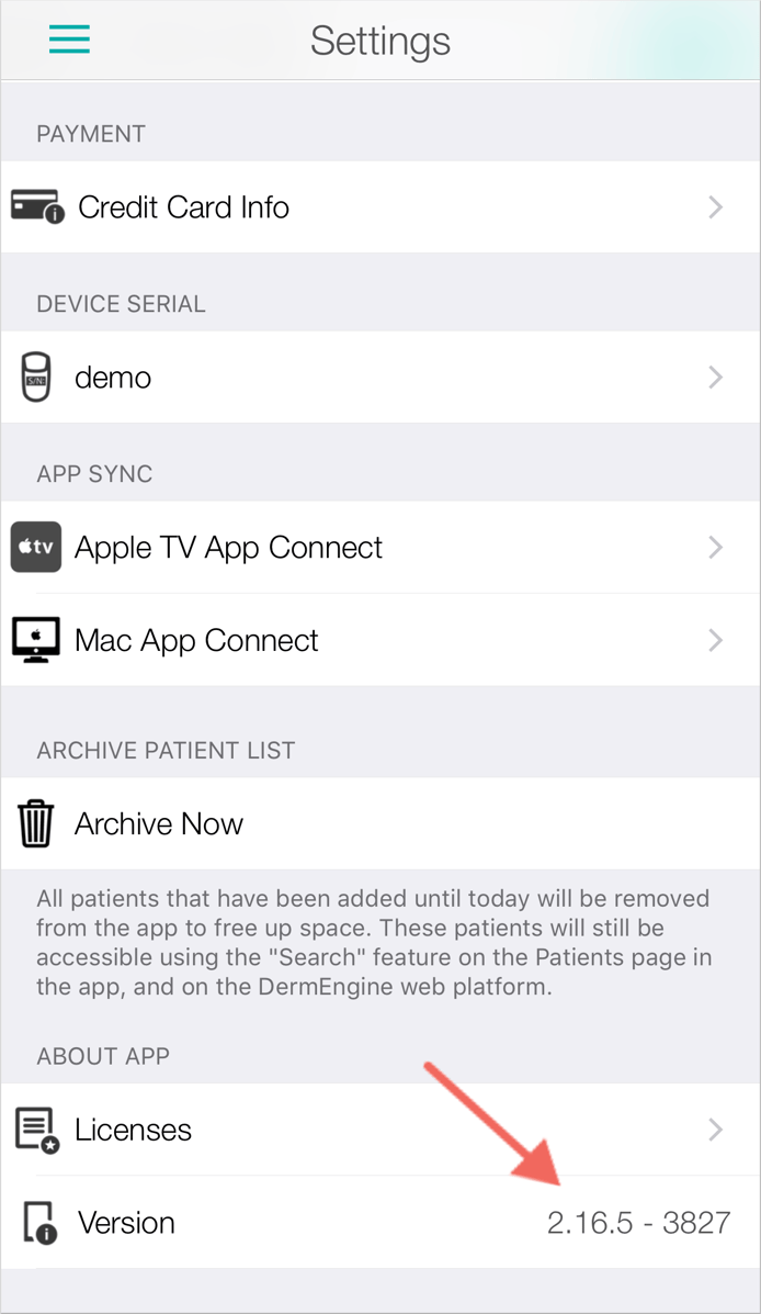 How Can I See What Version Of The DermEngine App I'm Using?
